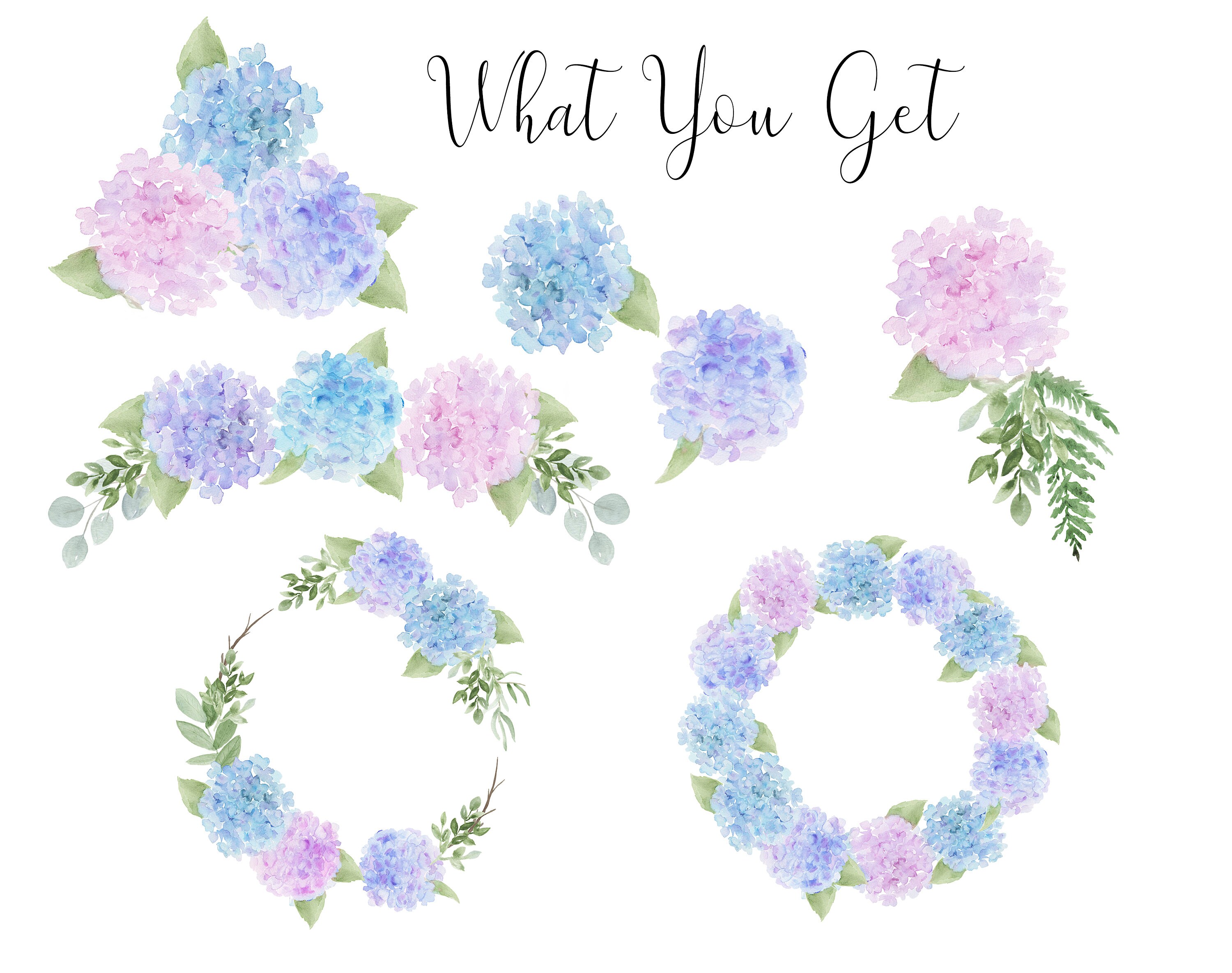 Blue Purple and Pink Watercolor Clip Art Bundle INSTANT - Etsy