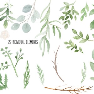 Buy Watercolor Foliage Eucalyptus Greenery Clip Art Botanical BUNDLE ...