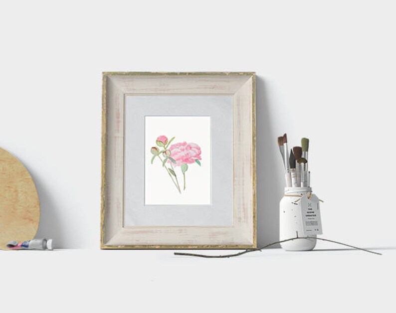 Pink Peony Watercolor Clip Art Digital Art Print Peony - Etsy