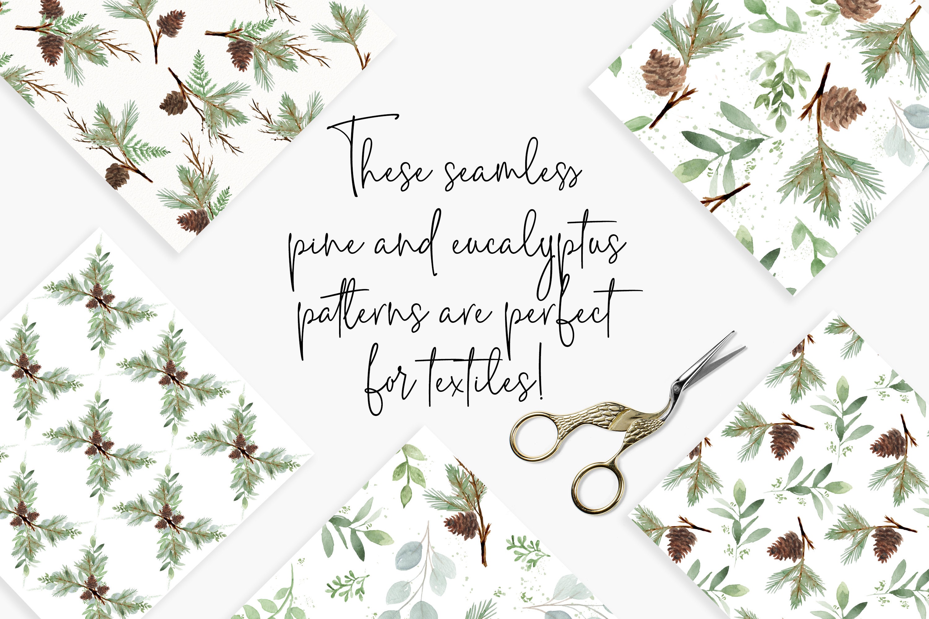 9 Watercolor Christmas Vibes Digital Paper Eucalyptus and - Etsy