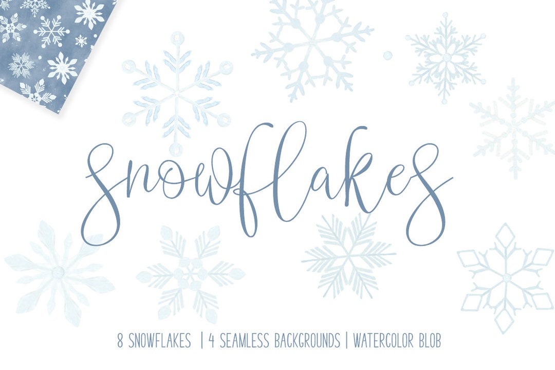 INSTANT DOWNLOAD 14 Piece Digital Blue Snowflake Bundle - Winter ...