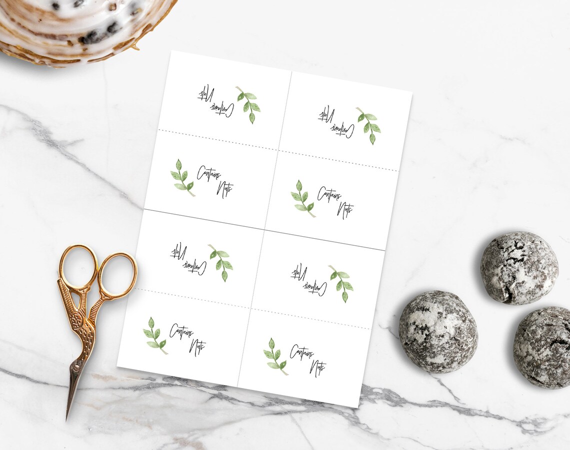 PRINTABLE Contains Nuts Fold Label INSTANT DOWNLOAD - Etsy