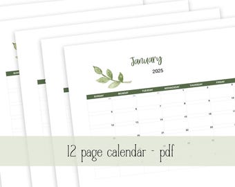 Year at a Glance, Two Page Yearly Planner Printable, 12 Month Overview ...