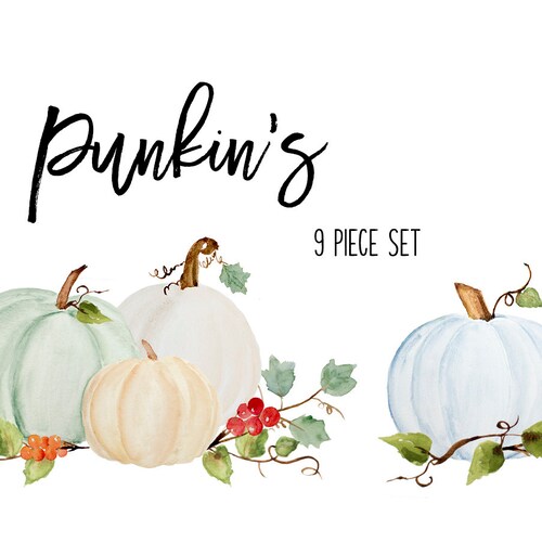 Rustic Autumn Clipart Watercolor Fall Clip Art Pumpkins Leaves - Etsy