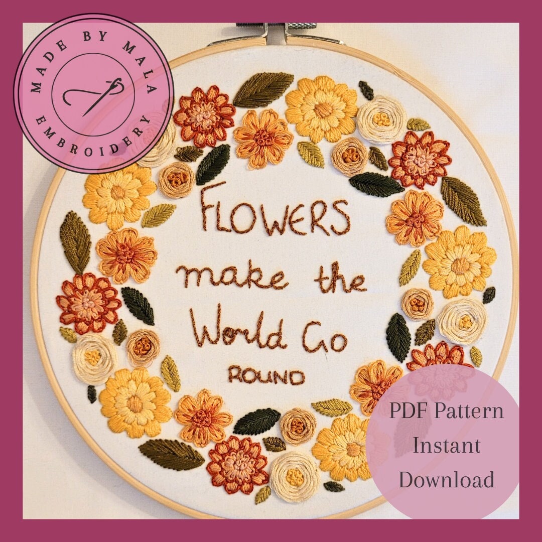 Yellow Flowers - Embroidery Pattern PDF - Etsy