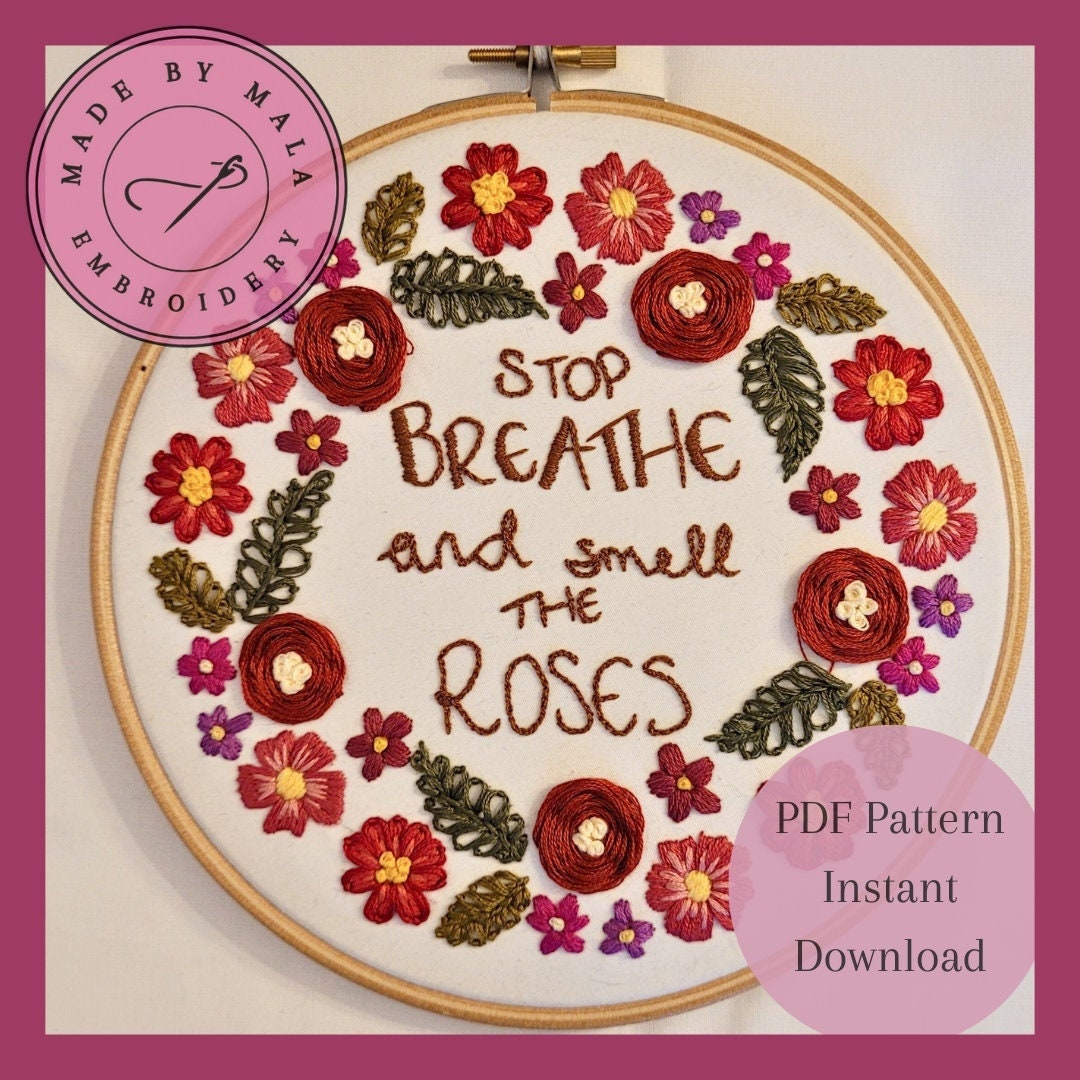 Mindful Roses - Embroidery Pattern PDF - Etsy