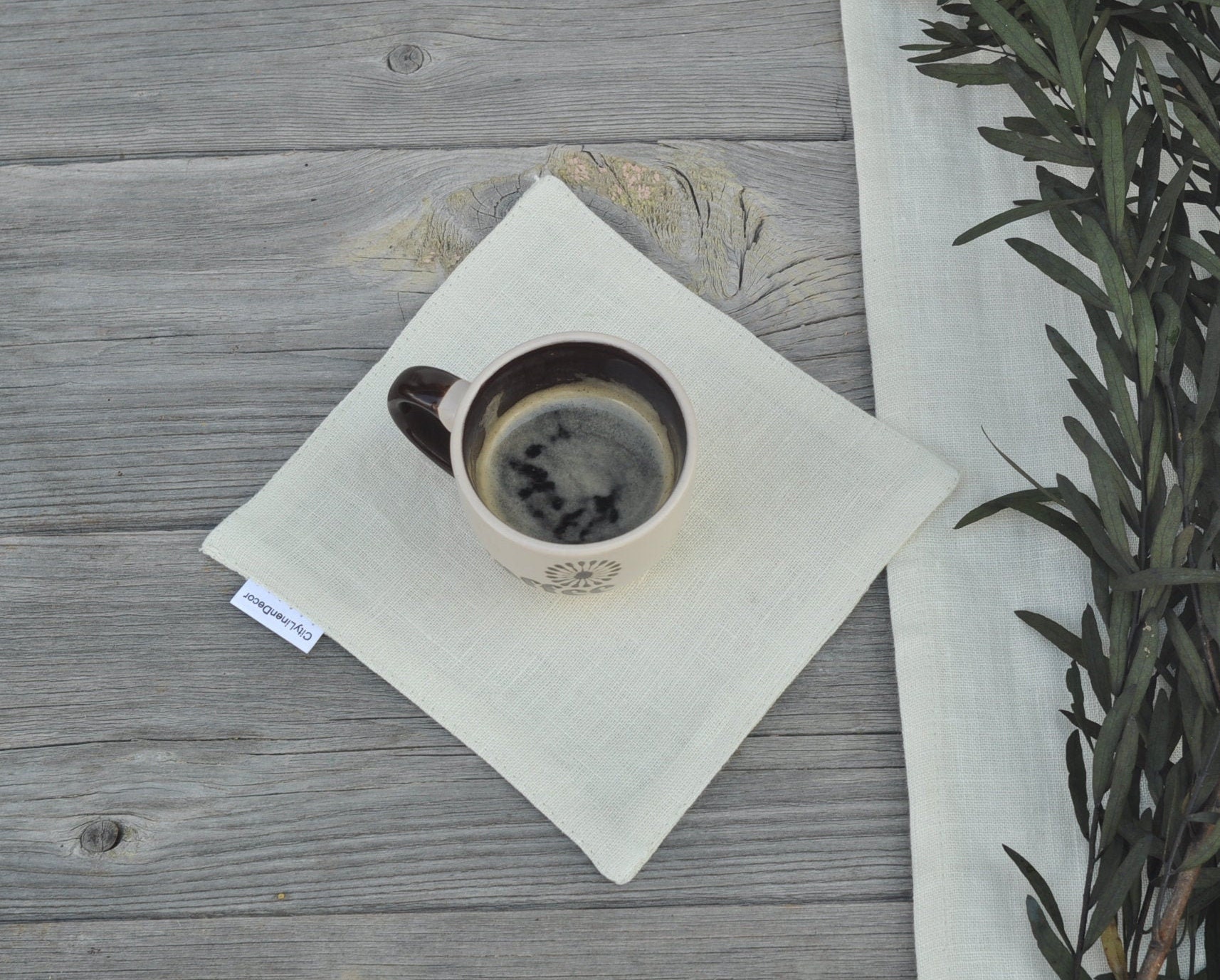 Ivory linen coaster. Fabric coasters. Linen table coasters. | Etsy