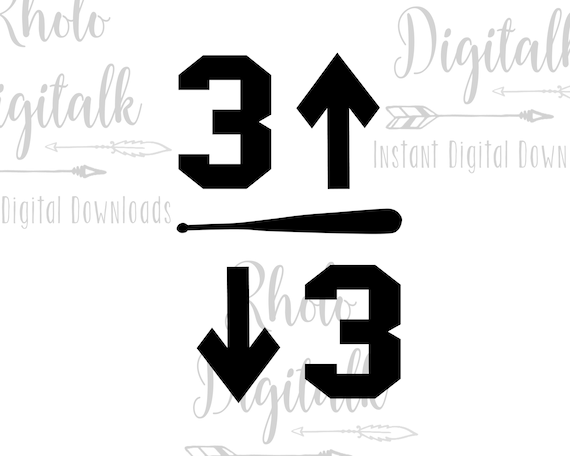 3 up 3 Down Baseball Svg-instant Digital Download - Etsy