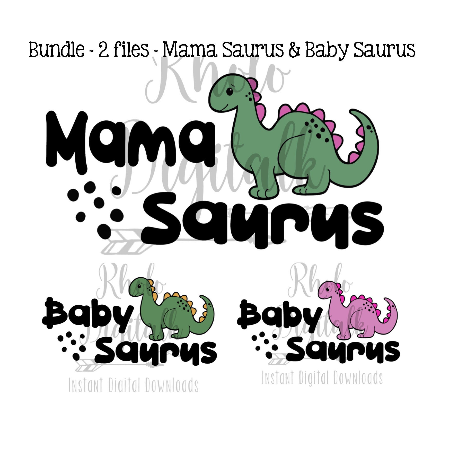 Mama Saurus & Baby Saurus Bundle Svg - Etsy
