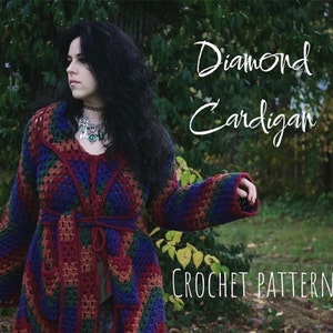 CROCHET PATTERN, Diamond Cardigan, Boho Cardigan, Crochet Cardigan ...