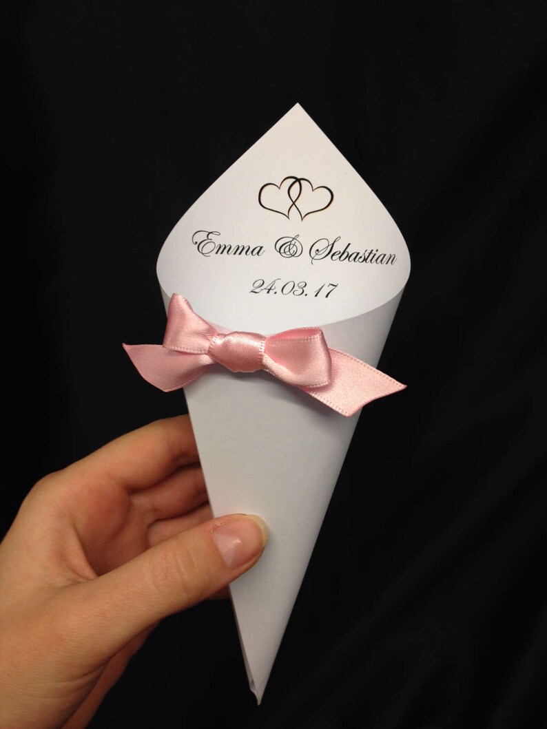 25 Personalised Wedding Confetti Cones in a Cone Holder Box - Etsy UK