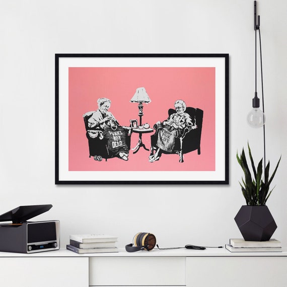 Grandmas Knitting by Banksy Art Print - Etsy