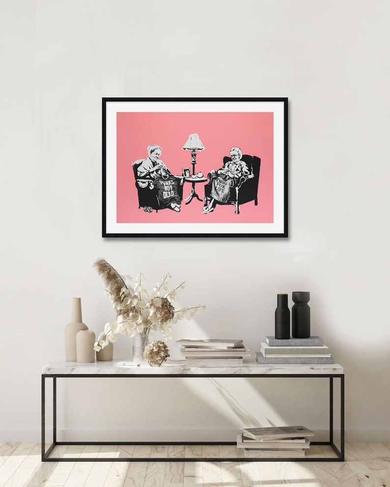 Grandmas Knitting by Banksy Art Print - Etsy