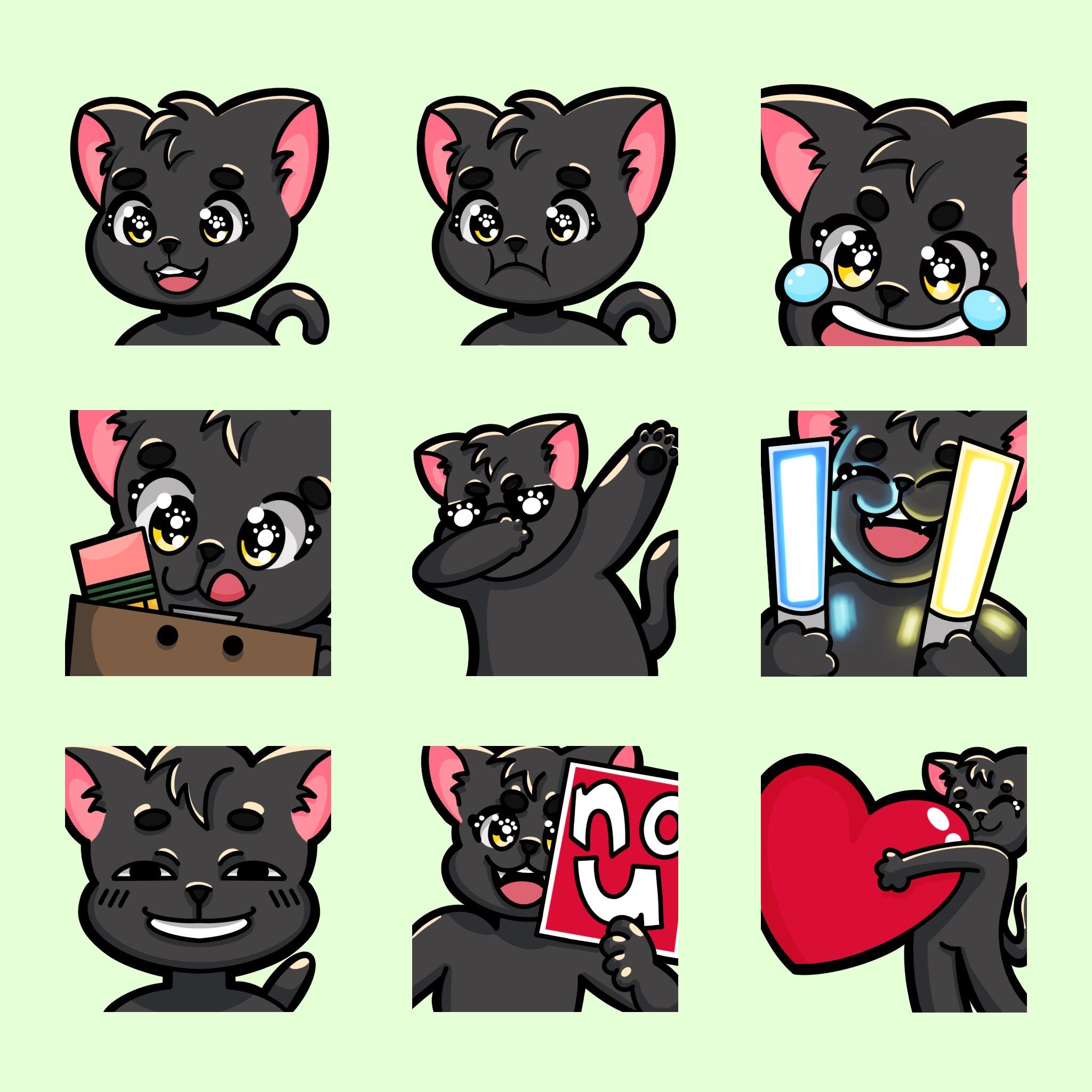Mega CAT EMOTES PACK 27 Emotes per Design Twitch, Discord, Youtube Cute ...