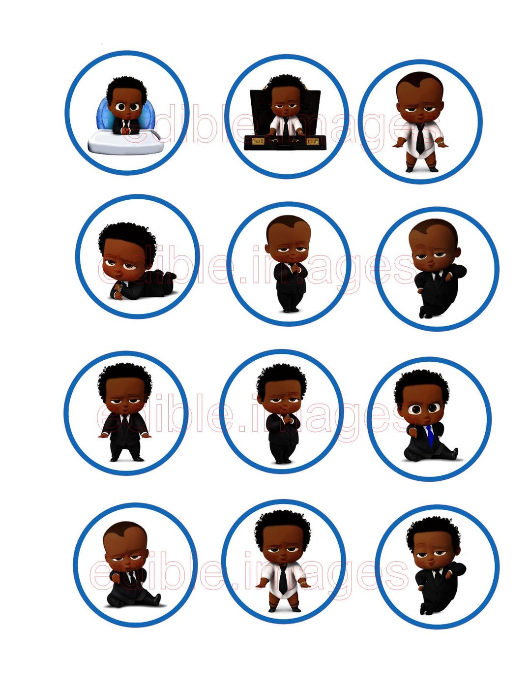 Precut, Edible Who is the Boss Afro American Boys Design - for Cakes ...