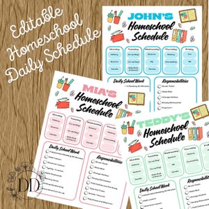 Editable Homeschool Daily Schedule: Student Planner & Chore Chart ...