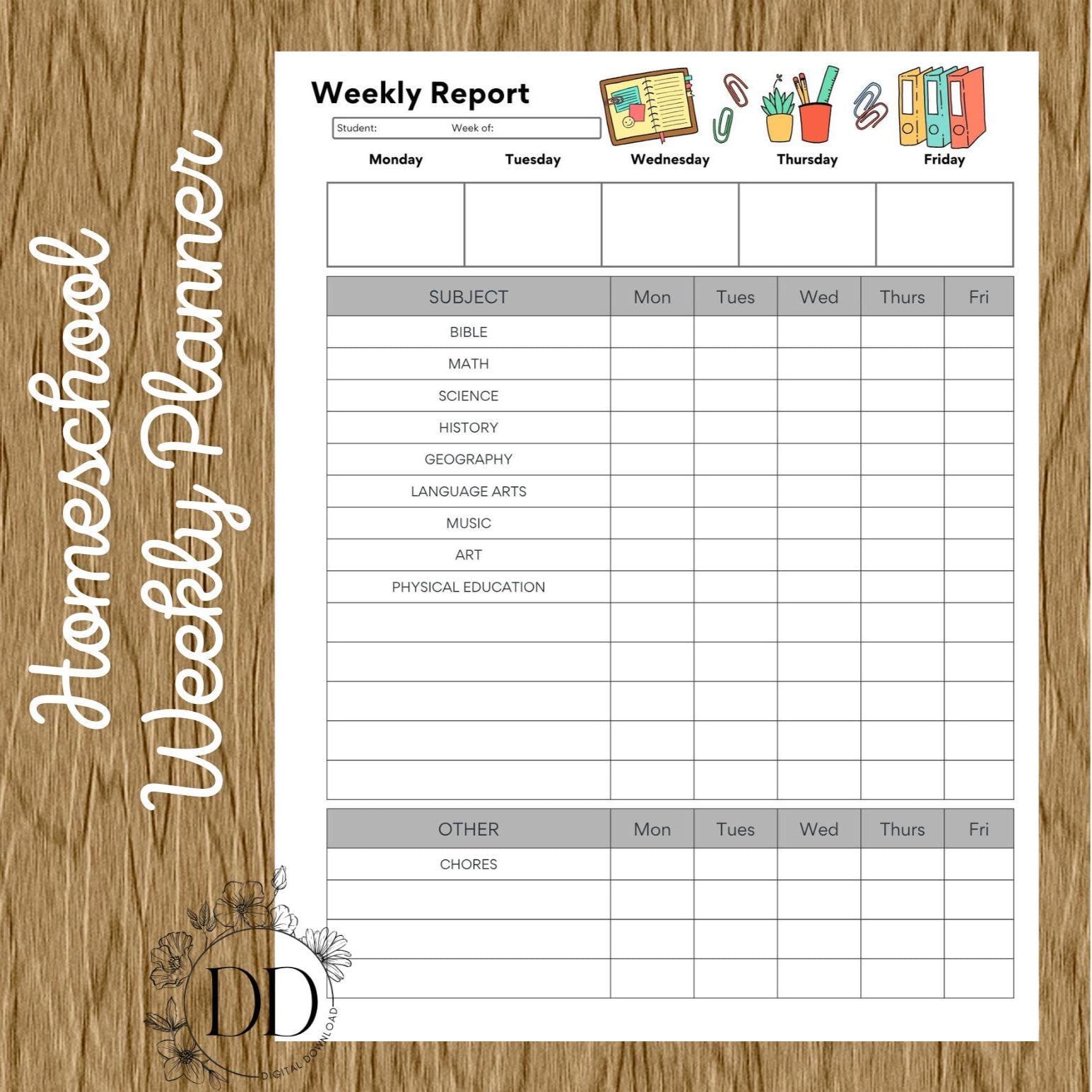 Editable Weekly Homeschool Record Keeper – Student Subject Tracker ...