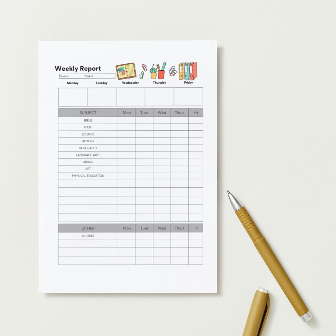 Editable Weekly Homeschool Record Keeper: Student Subject Tracker (PDF ...