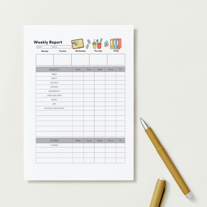 Editable Weekly Homeschool Record Keeper – Student Subject Tracker ...