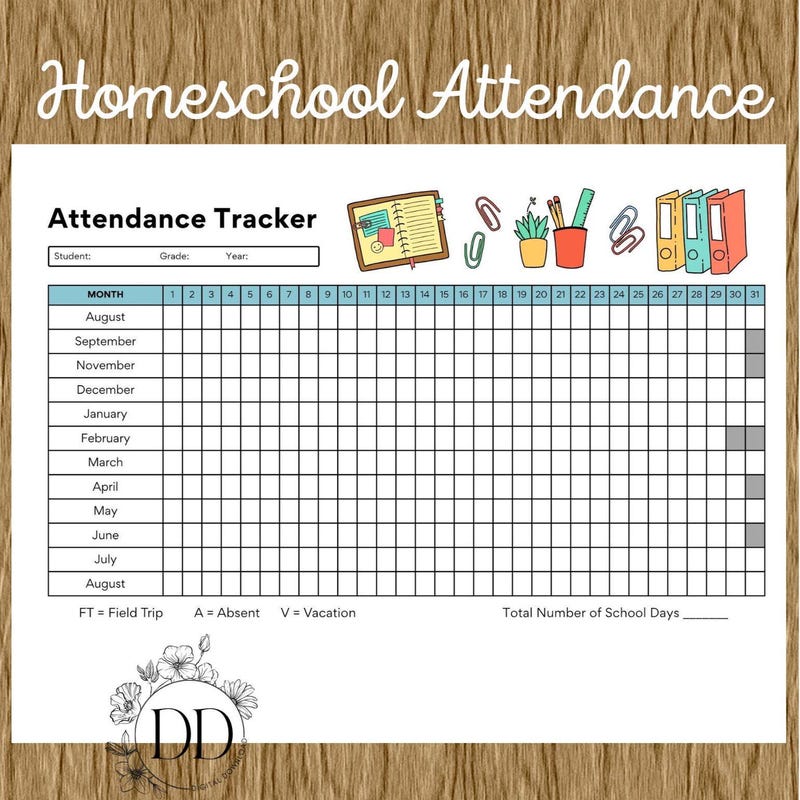 Attendance Yearly Tracker - Etsy