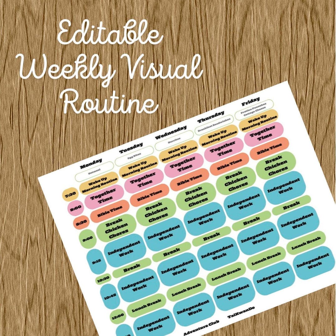 EDITABLE Homeschool Daily Schedule for Kids – Hourly Visual Routine ...
