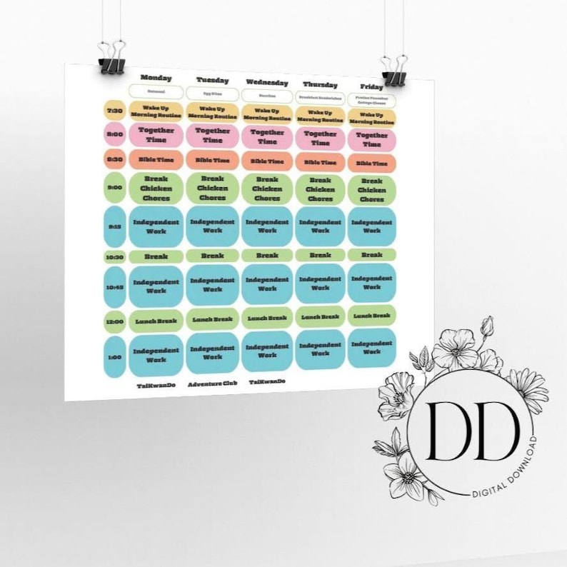 EDITABLE Homeschool Daily Schedule for Kids – Hourly Visual Routine ...