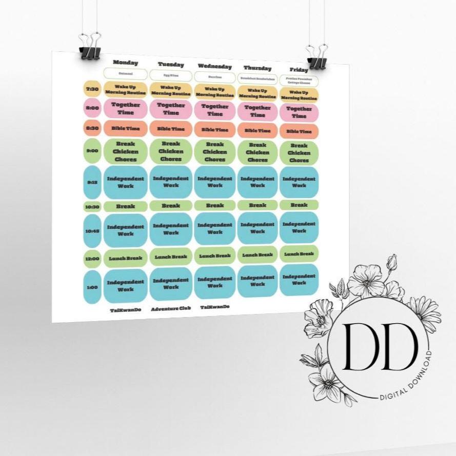 EDITABLE Homeschool Daily Schedule for Kids – Hourly Visual Routine ...