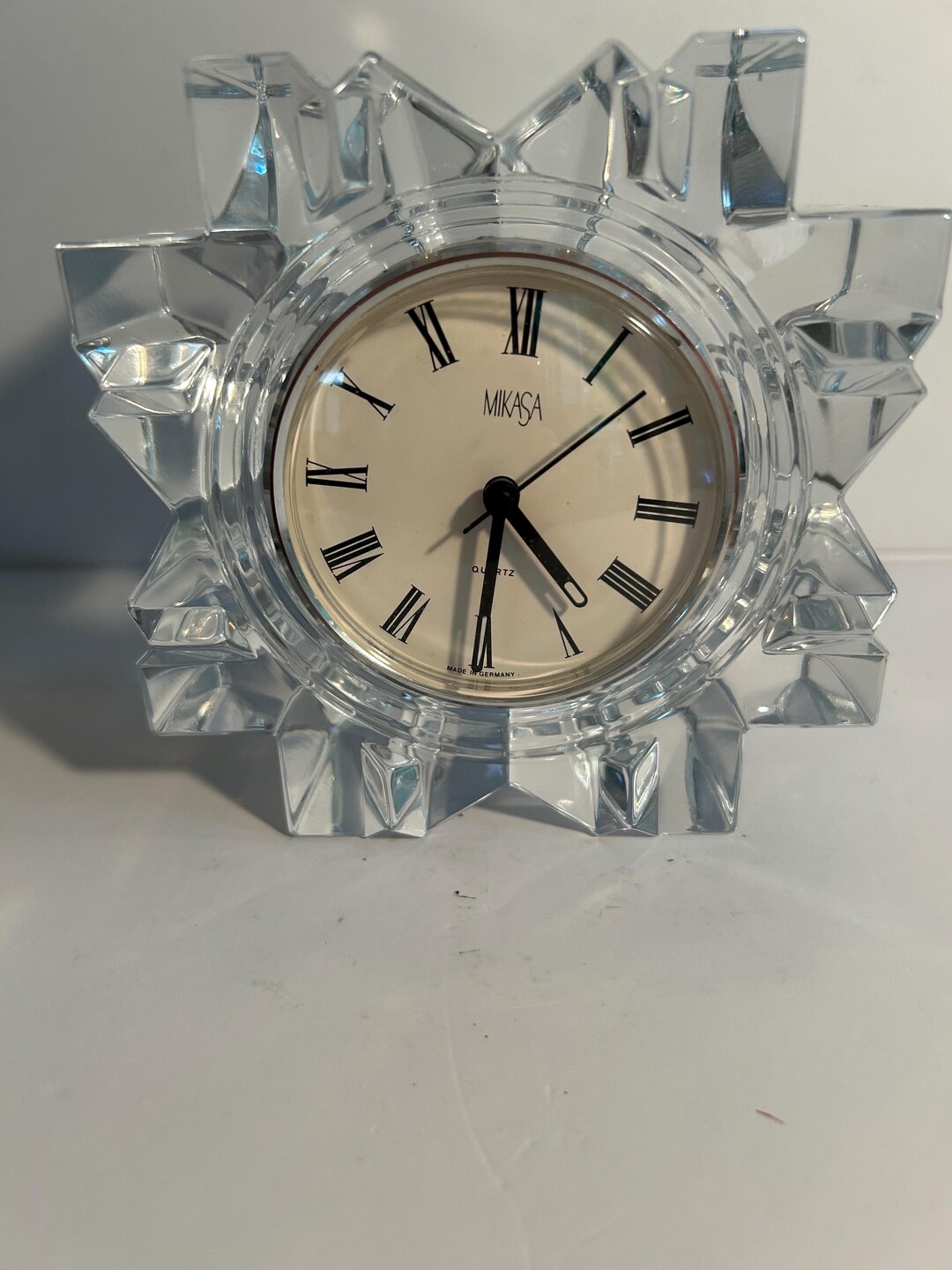 Vintage Mikasa Crystal Quartz Clock - Elegant Roman Numeral Timepiece ...