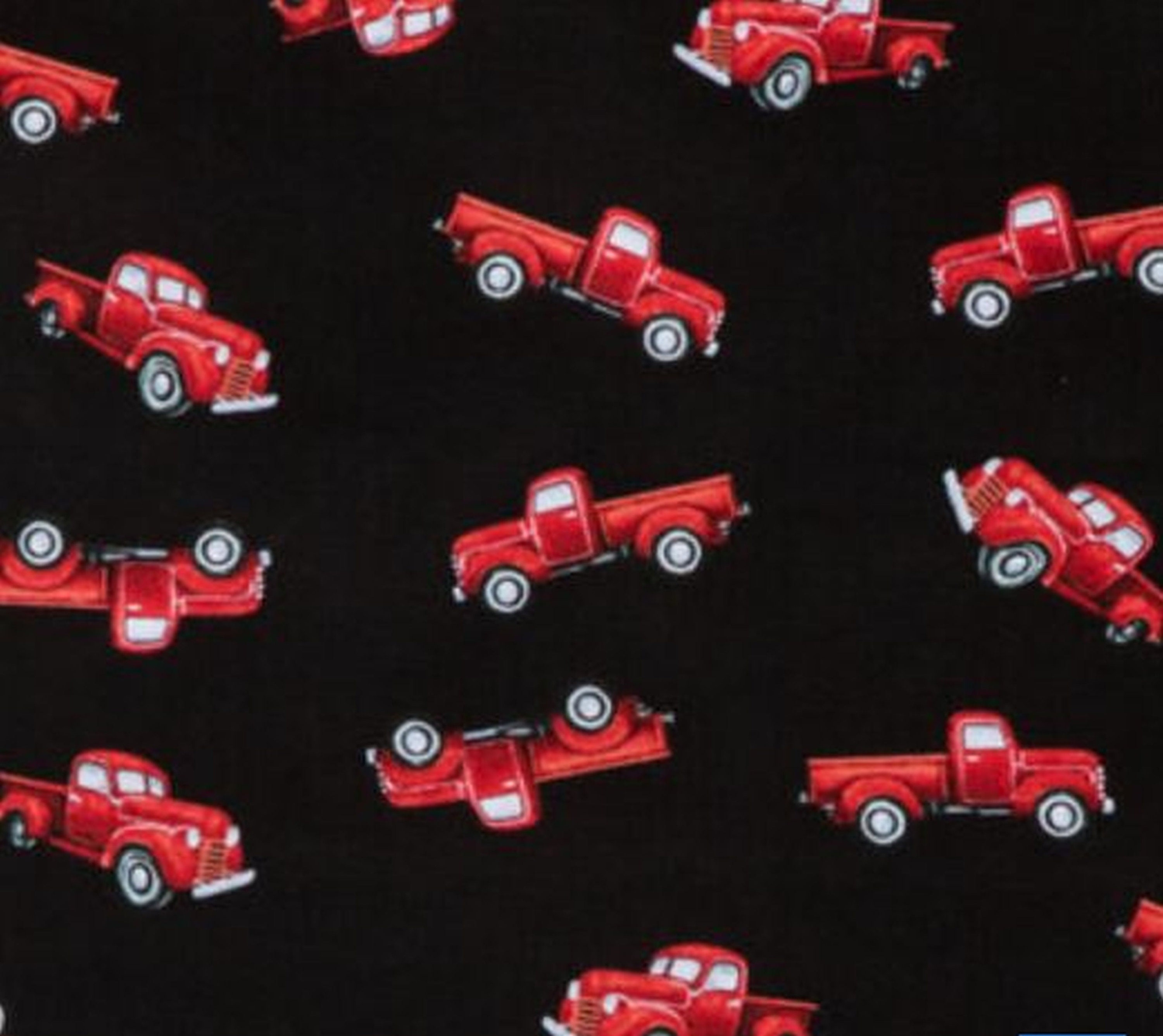 Retro Red Pickup Truck Fabric by the Yard Truck Fabric Vintage Quilting ...