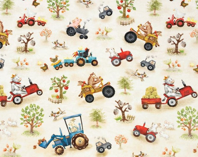 Shannon Fabrics Funny Farm Digital Cuddle Beige Minky Fabric Farm ...