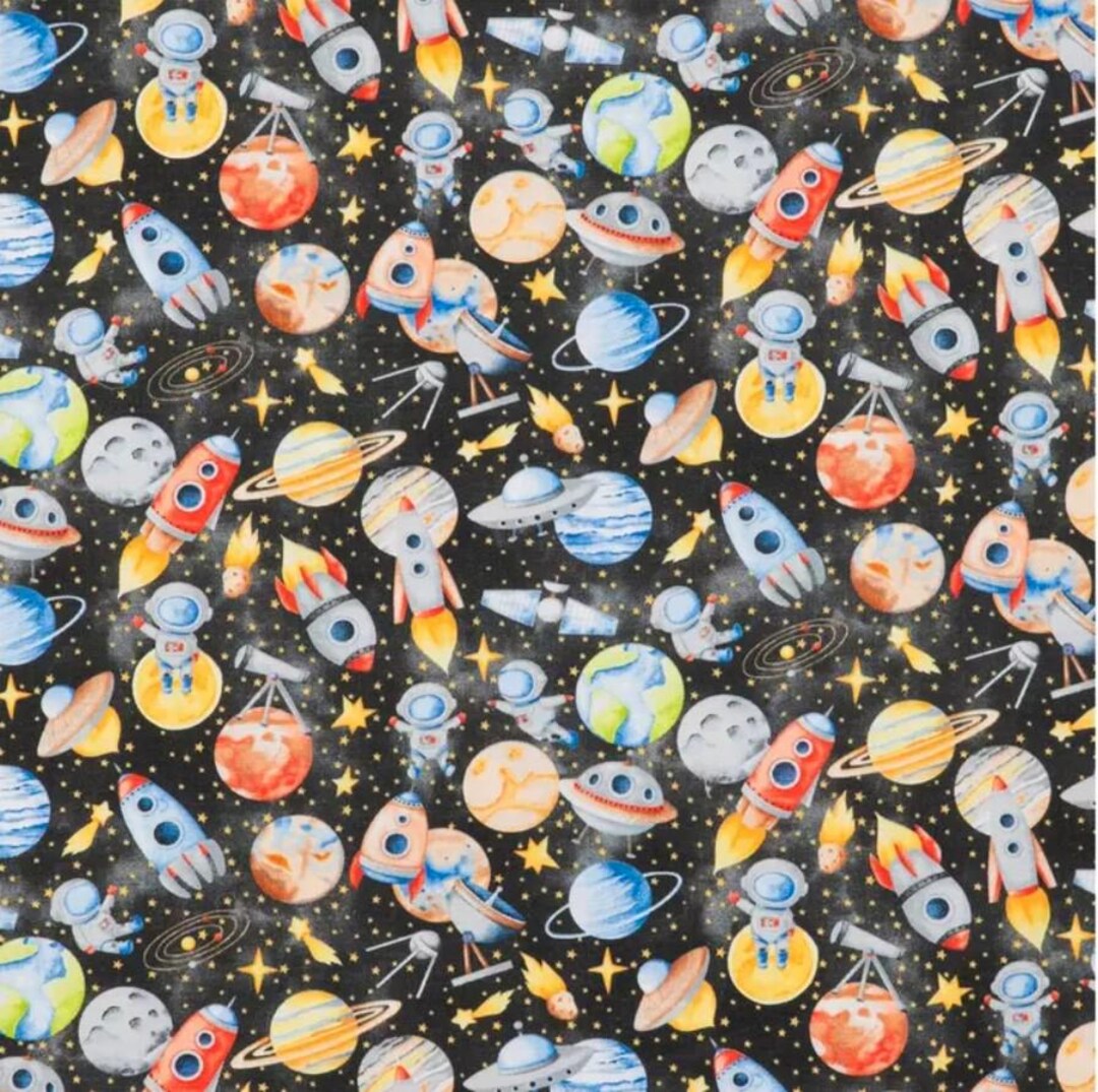 Astronauts Fabric Space Planets Astronomy Quilting Cotton Outer Space ...