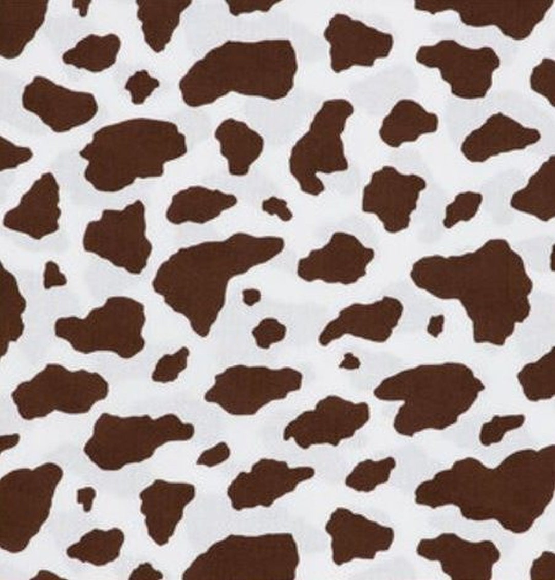 Brown Cow Print Fabric, Brown and White Fabric, Fabric by the Yard ...