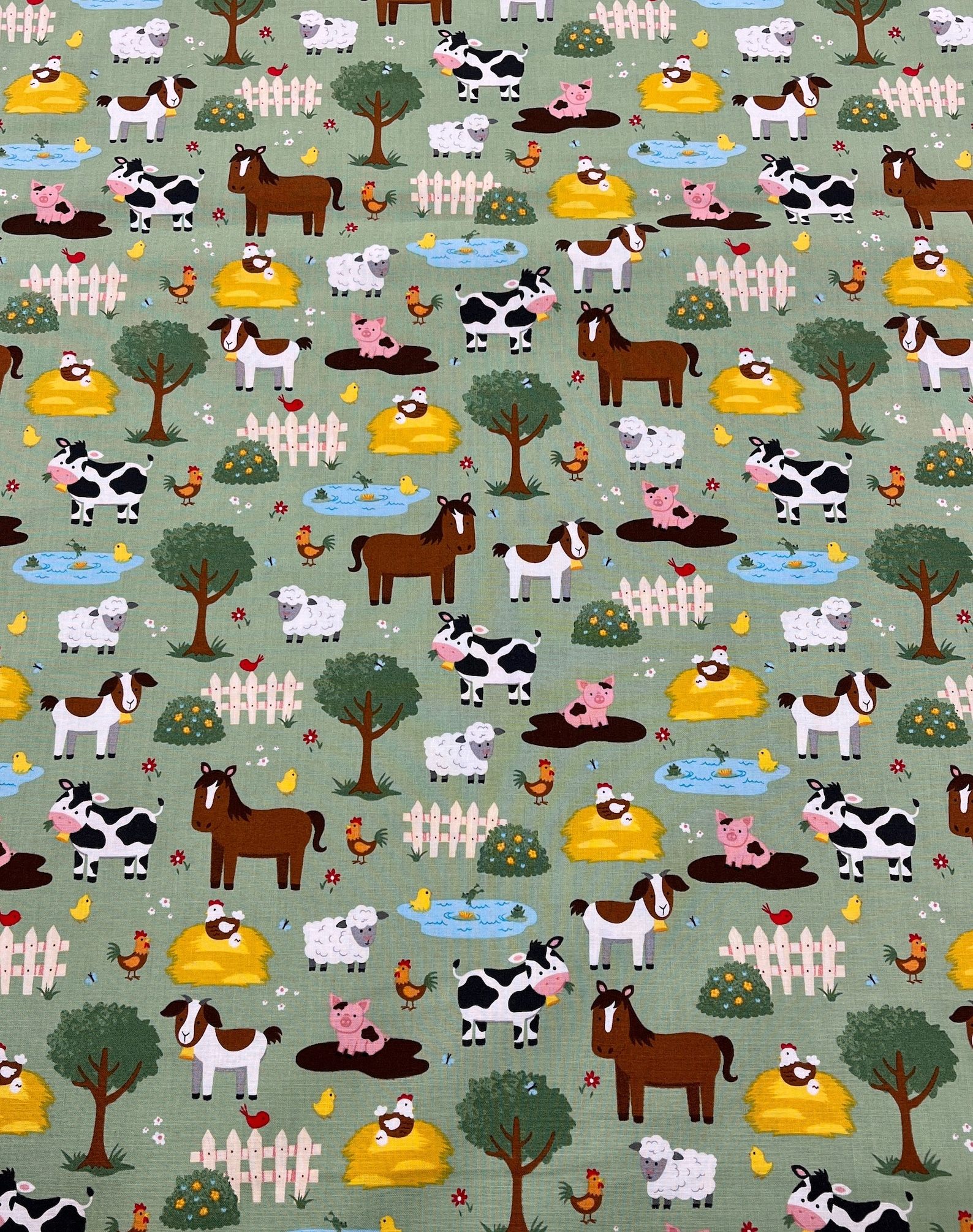 Farm Animals Fabric, Country Themed Quilting Cotton, on the Farm ...