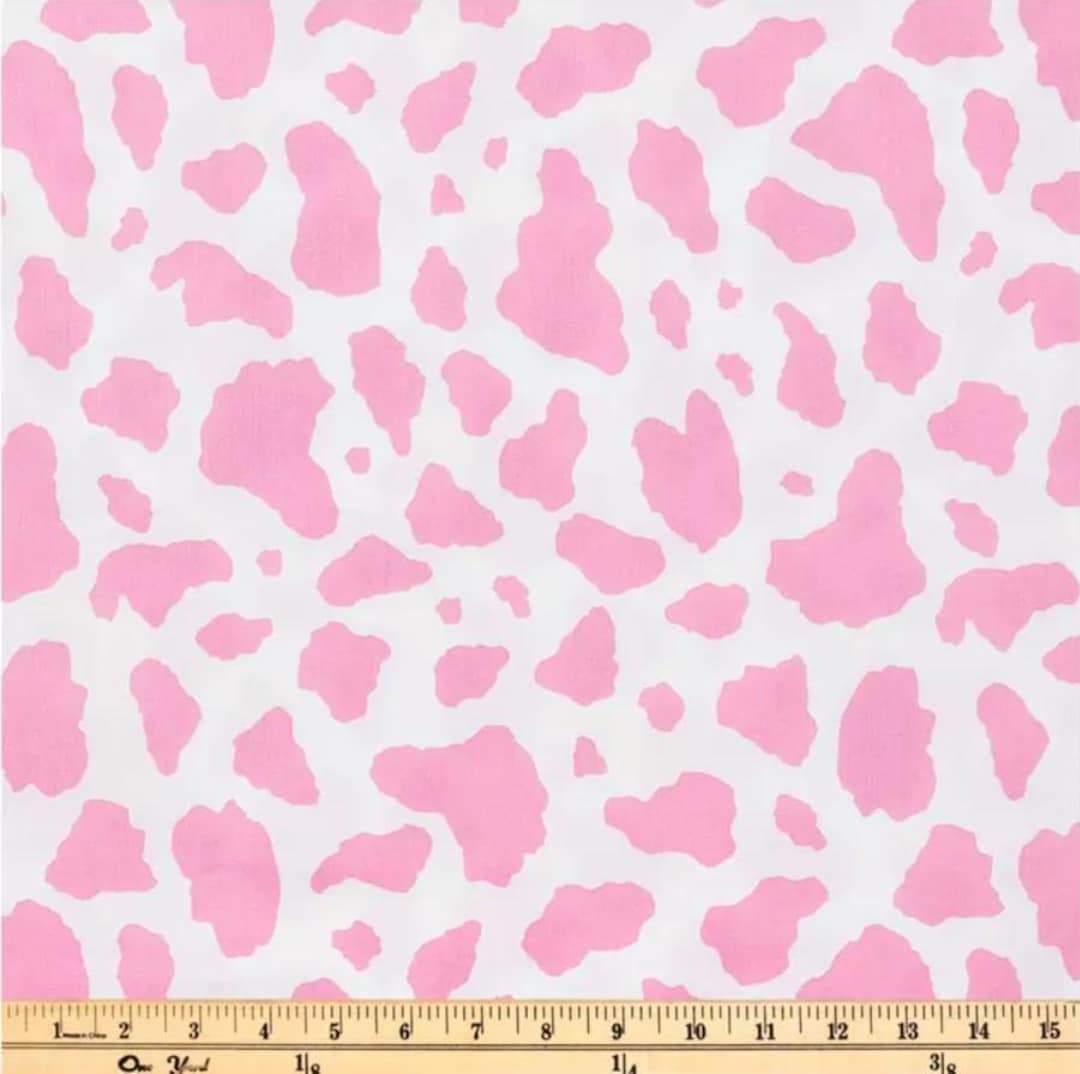 Pink Cow Print Fabric Strawberry Cow Pink and White Fabric by the Yard ...