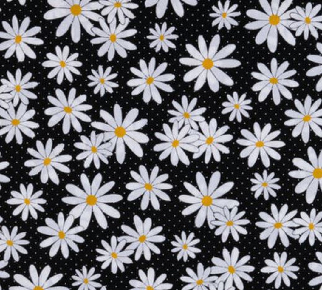 Daisy Fabric by the Yard Spring Floral Fabric Black & White Fabric ...