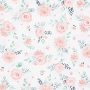 Gracie Floral Fabric Pink Rose Fabric Calico Fabric Baby Girl Fabric ...