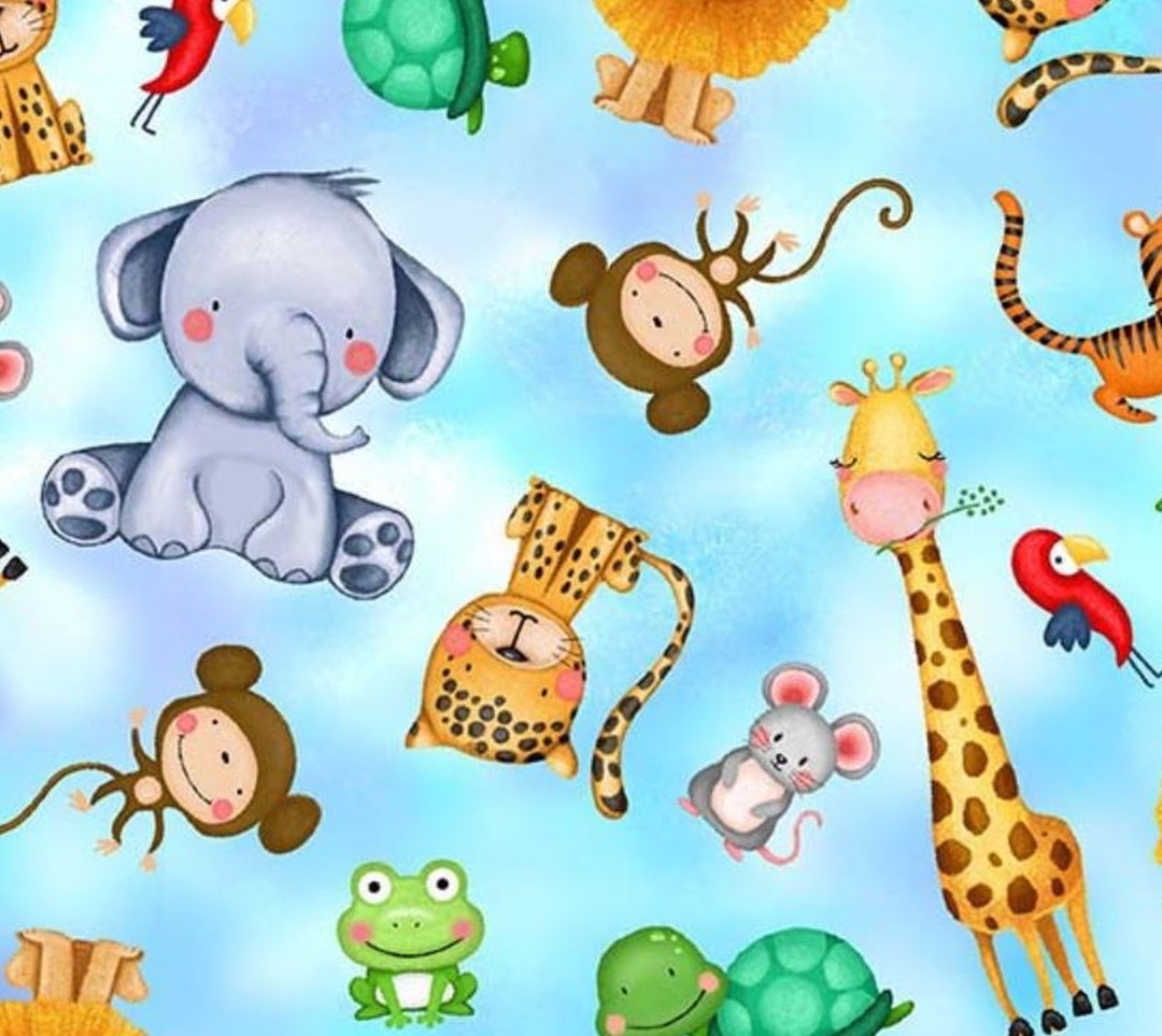 Animal Babies by Michael Miller Fabrics Jungle Paradise Animal Babies ...