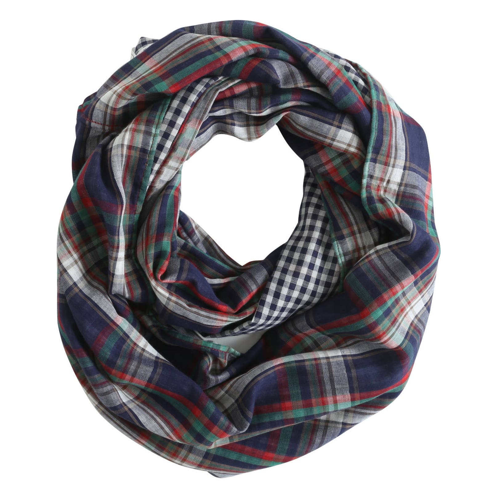 Plaid Infinity Scarf, 100% Cotton Infinity Scarf, Double Sided Infinity ...