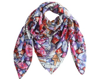 Large Square Cotton Scarf - Etsy