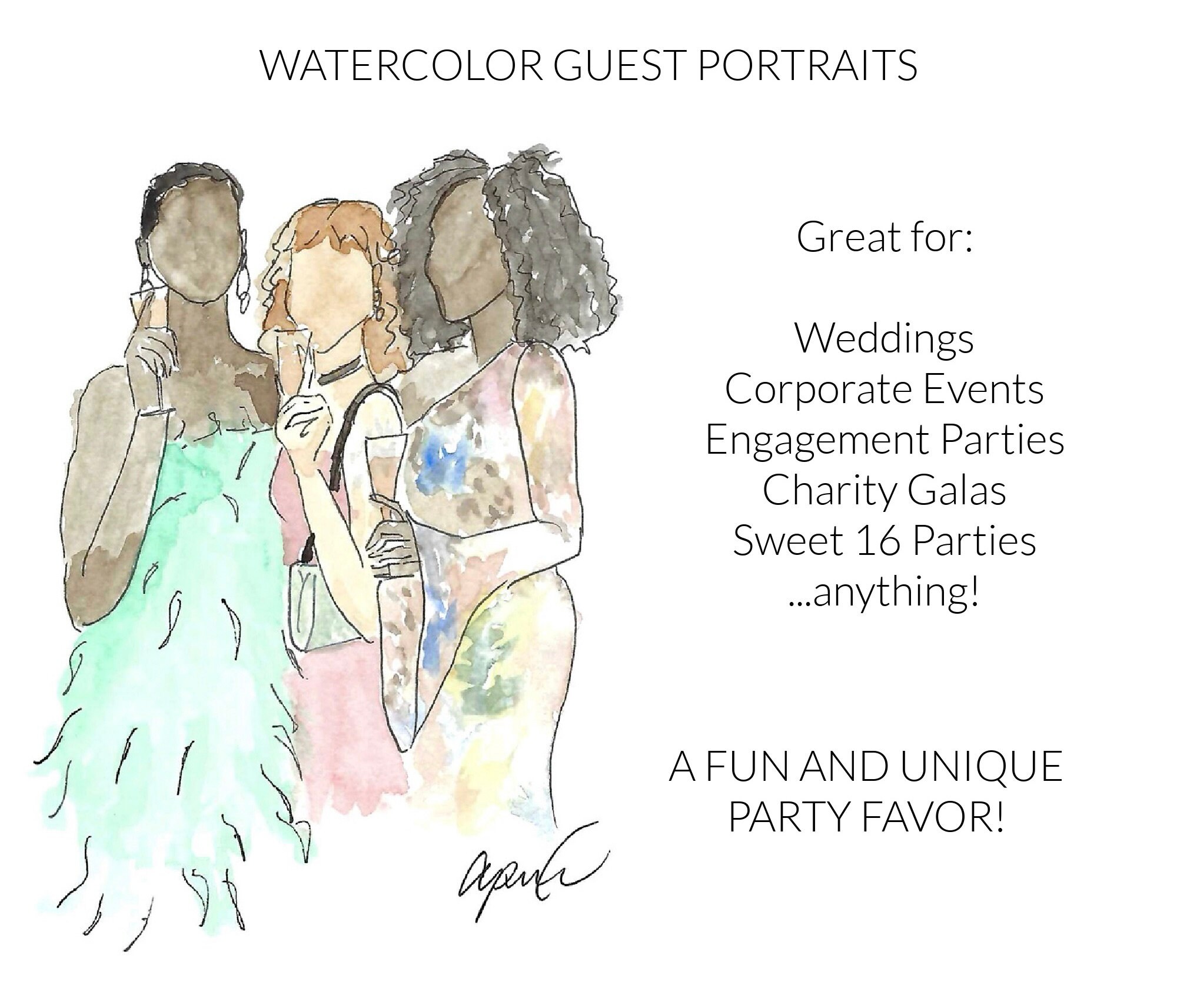 Live Guest Portraits, Watercolor Guest Portraits, Live Guest ...