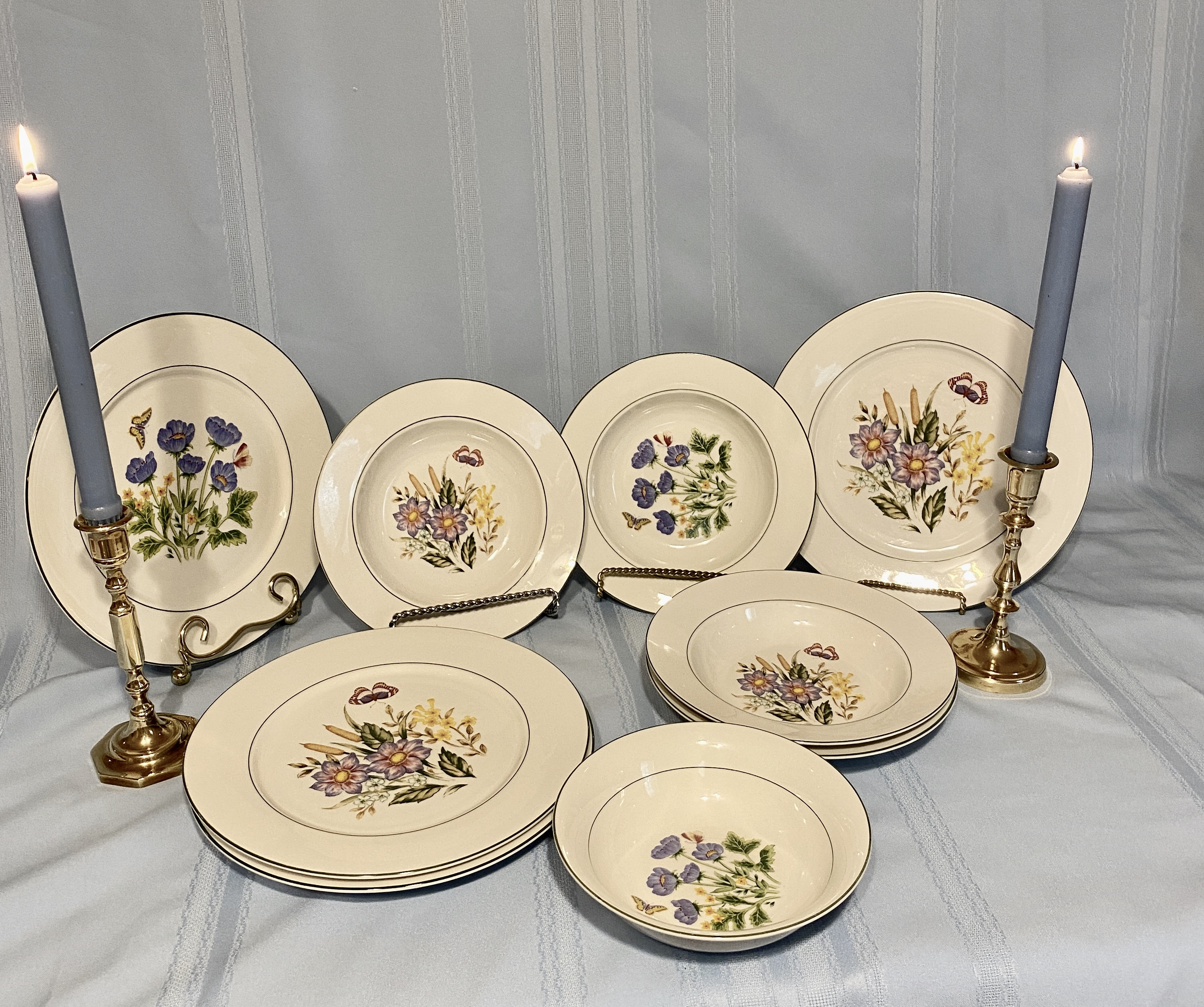 Set of FLOWER GARDEN DISHES 4 Dinner Plates 4 | Etsy