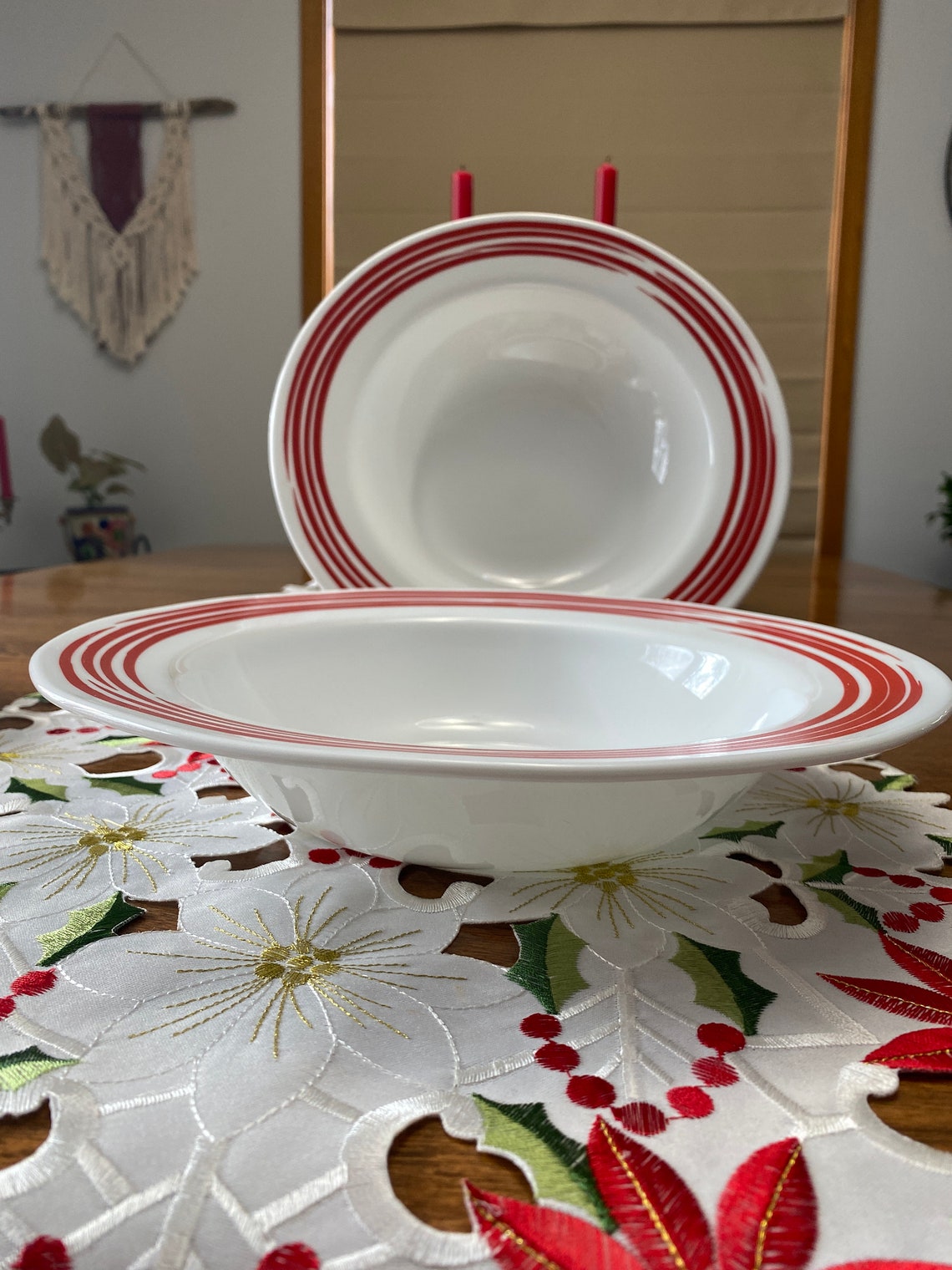 MCM CORELLE VITRELLE White With Red and Gray Swirl Design on - Etsy