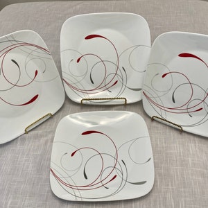 MCM CORELLE VITRELLE White With Red and Gray Swirl Design on - Etsy