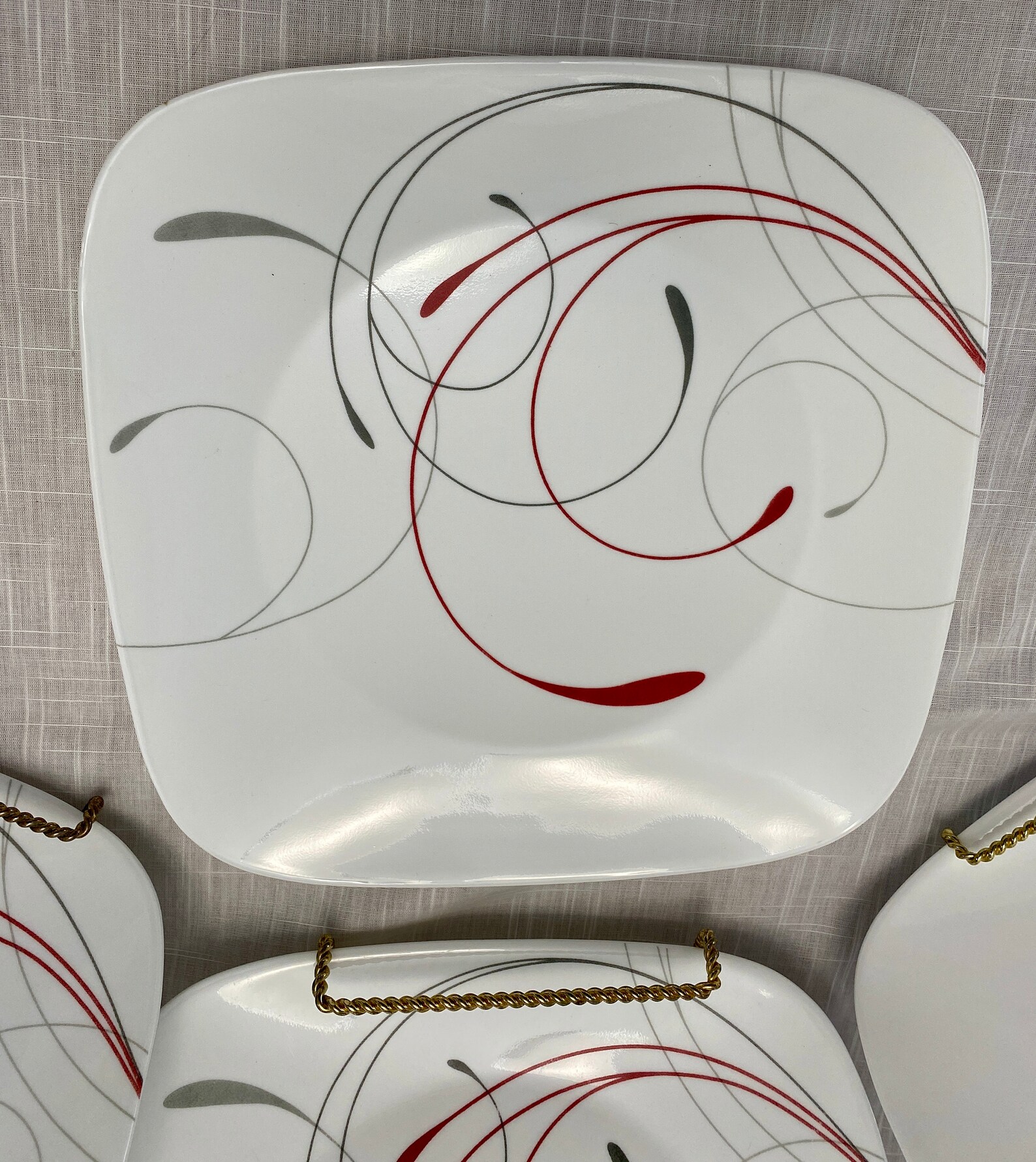 MCM CORELLE VITRELLE White With Red and Gray Swirl Design on - Etsy