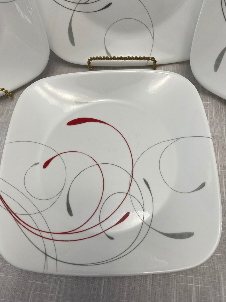 MCM CORELLE VITRELLE White With Red and Gray Swirl Design on - Etsy