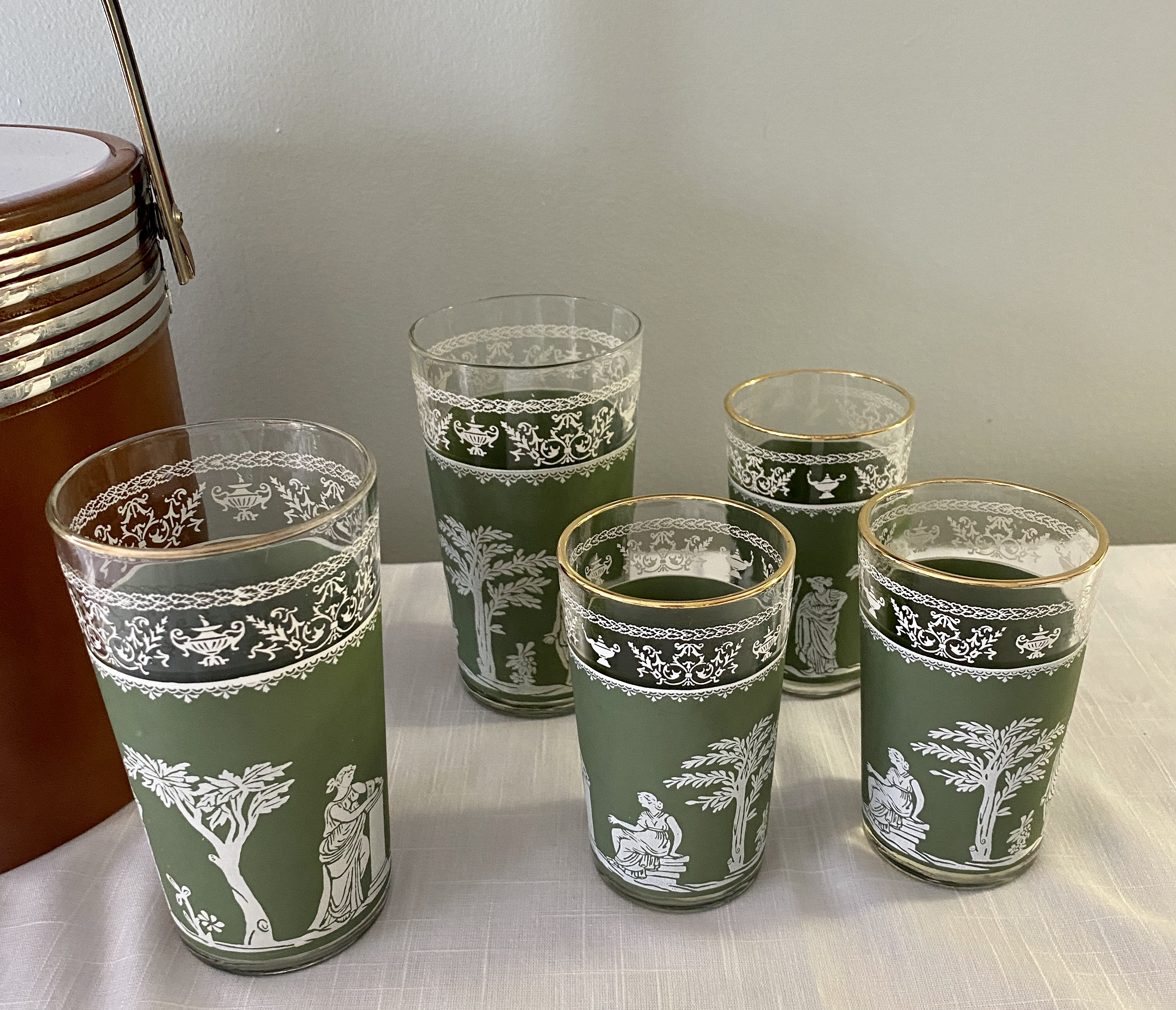 JEANETTE Glass GRECIAN HELLENIC Set of 2-8oz & 3 5-oz Glasses | Etsy