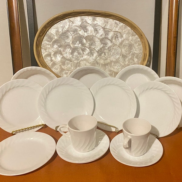Corelle Dinner Plates White Swirl - Etsy