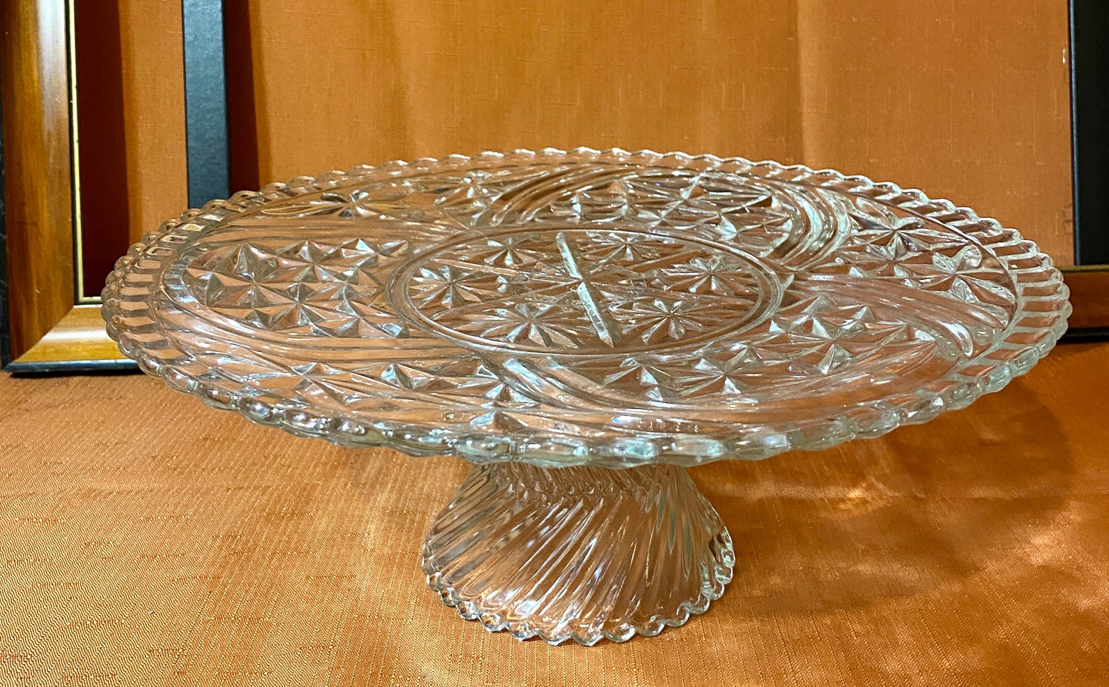 3 BEAUTIFUL Clear Glass CAKE PLATE Stands 1 Grapes on Vines - Etsy