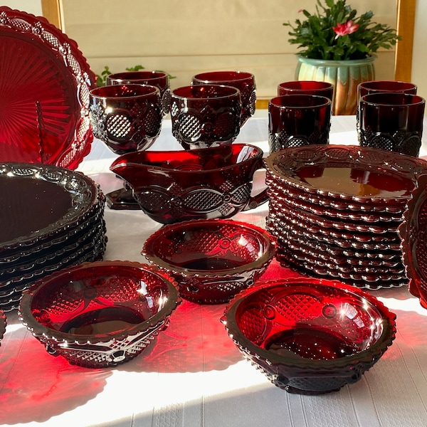 Ruby Red Plates - Etsy