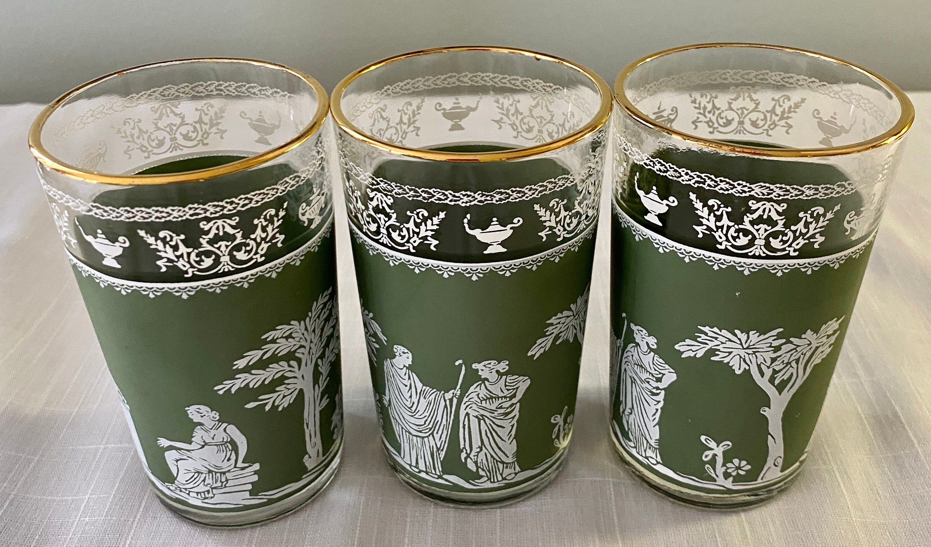 JEANETTE Glass GRECIAN HELLENIC Set of 2-8oz & 3 5-oz Glasses | Etsy